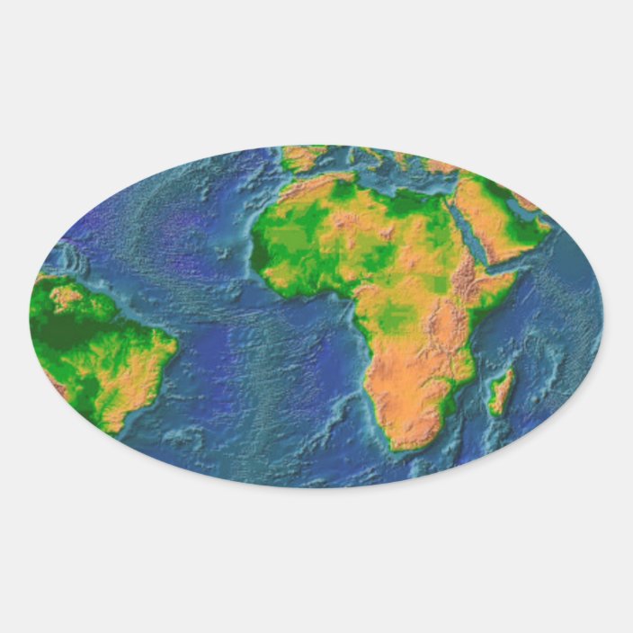 Topographical Earth Oval Sticker | Zazzle.com