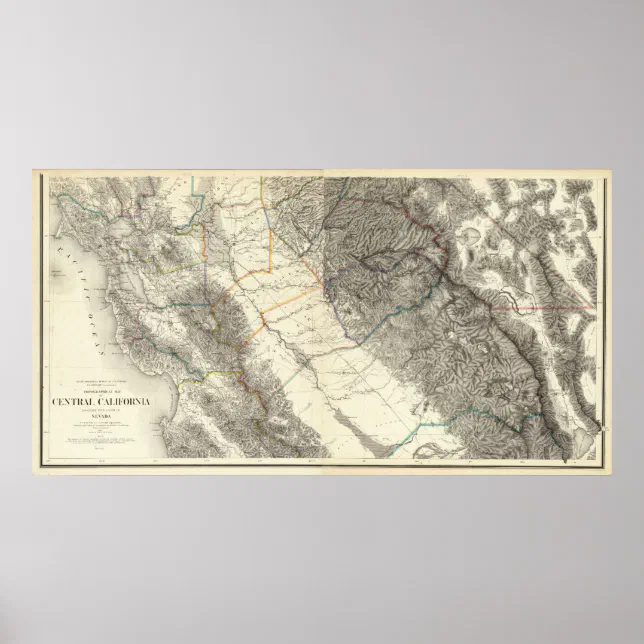 Topographical Map of Central California Poster | Zazzle