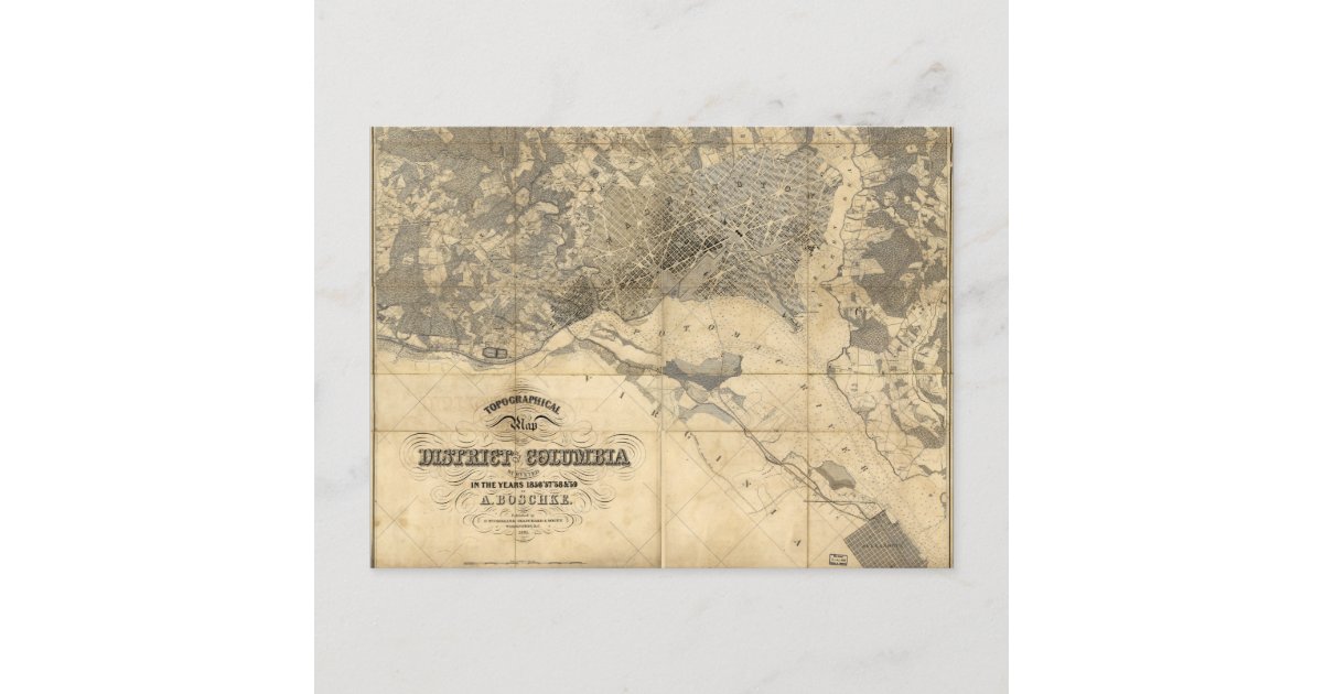 Topographical Map of District of Columbia (1861) Postcard | Zazzle