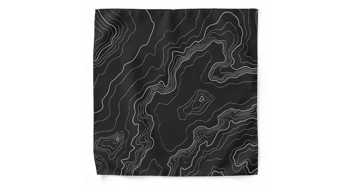 Topography Black map Bandana | Zazzle