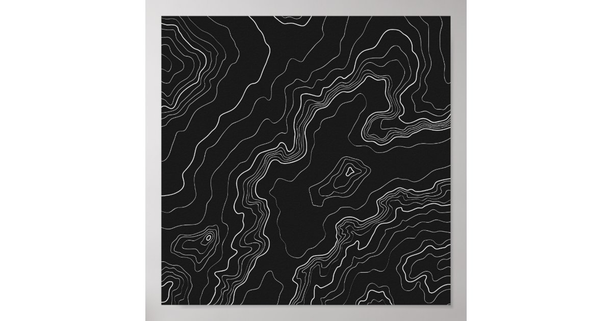 Topography Black map Poster | Zazzle