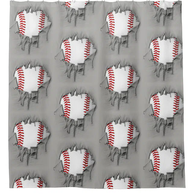 Torn Baseball Shower Curtain | Zazzle