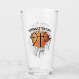 Torn Basketball (Personalized) Glass | Zazzle