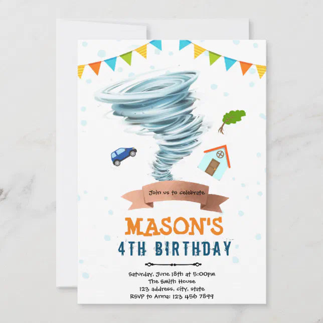 Tornado boy party invitation | Zazzle