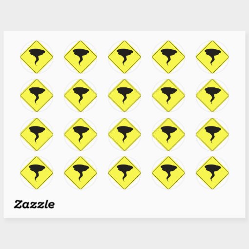 Tornado Warning Sign Classic Round Sticker | Zazzle