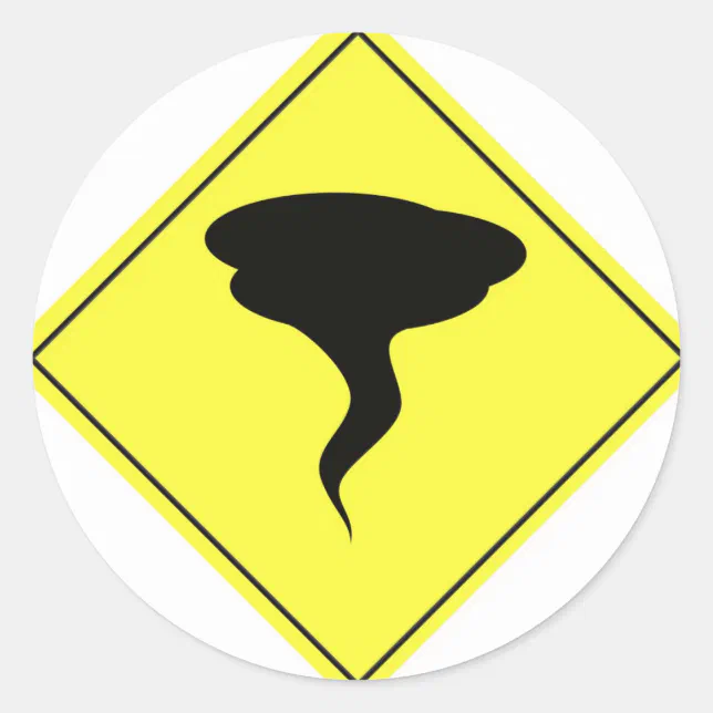 Tornado Warning Sign Classic Round Sticker | Zazzle