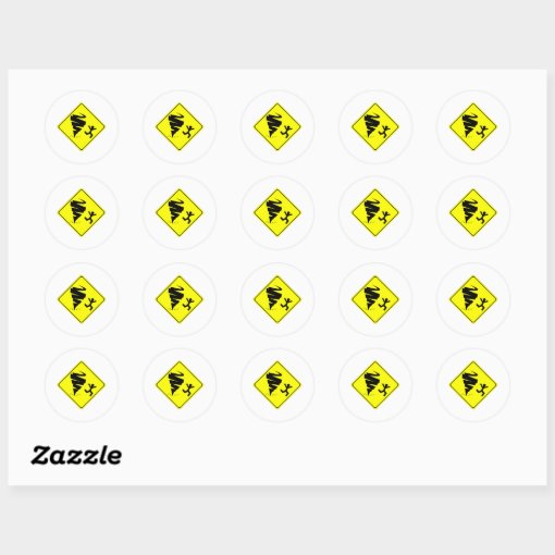 Tornado Warning Sign Classic Round Sticker | Zazzle