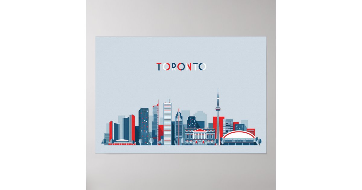 Toronto, Canada | Red, White and Blue Skyline Poster | Zazzle