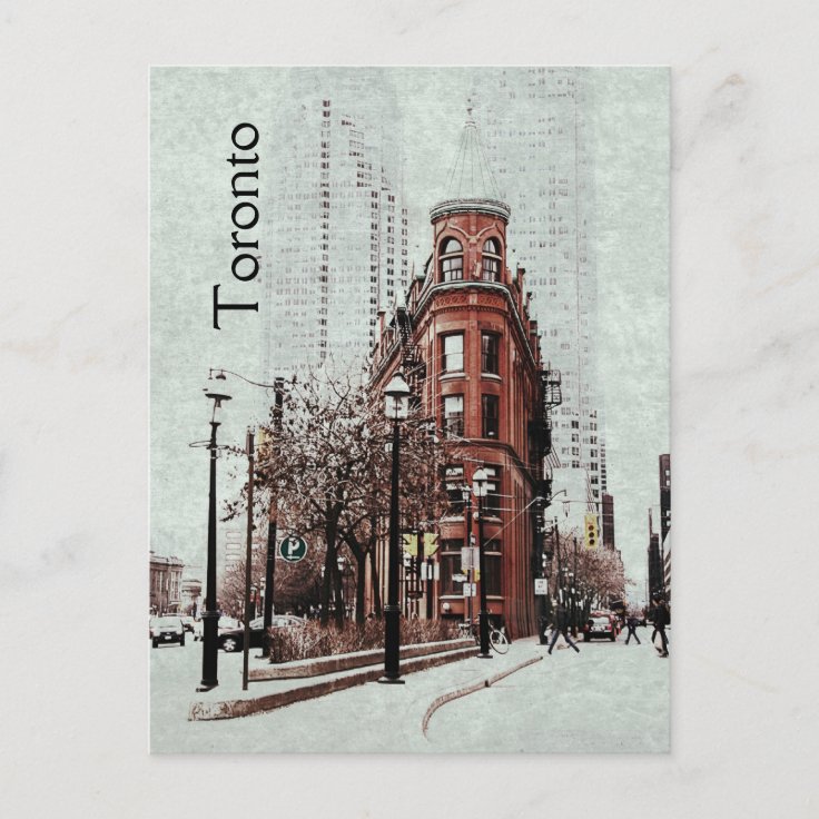 Toronto flat iron building - retro styled postcard | Zazzle