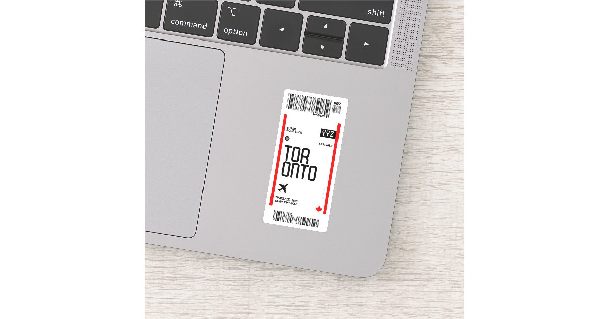 Toronto Flight Ticket Boarding Pass Travel Canada Sticker | Zazzle