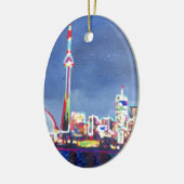 Toronto Neon Shimmering Skyline with CN Tower Ceramic Ornament | Zazzle