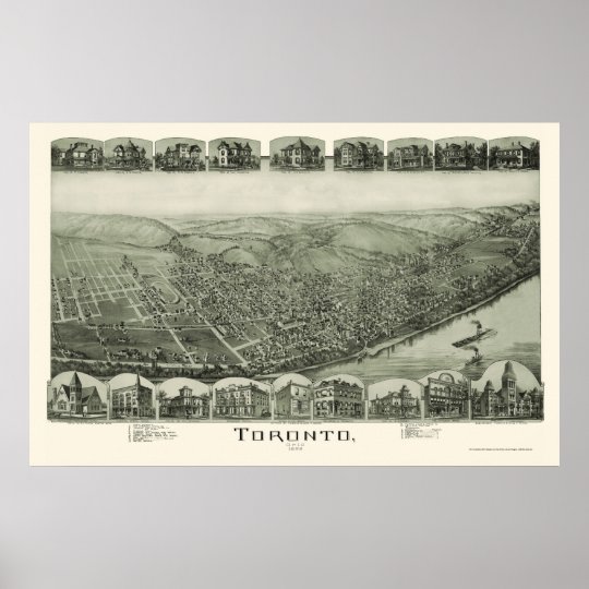 Toronto, OH Panoramic Map - 1889 Poster | Zazzle.com