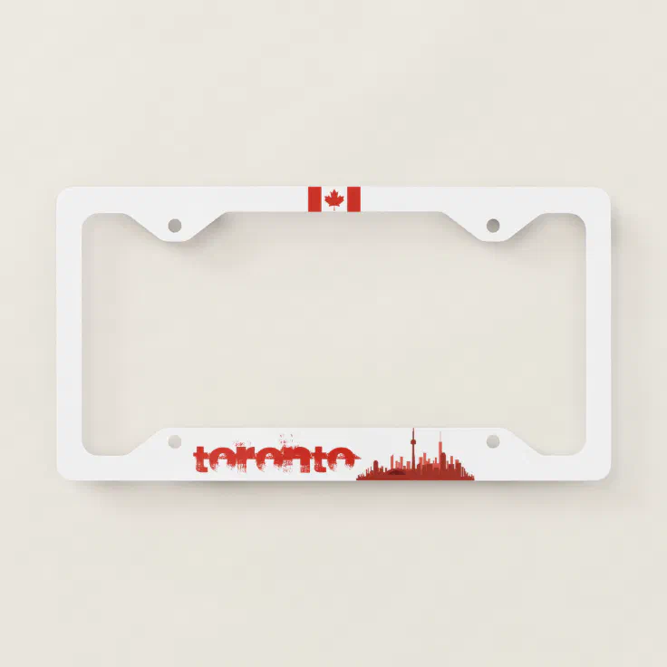 Toronto Skyline Canada Flag License Plate Frame | Zazzle
