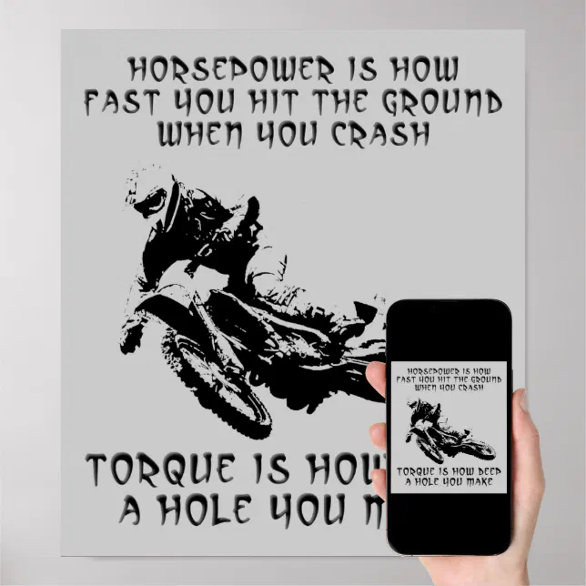 Torque Hole Dirt Bike Motocross Poster Sign Funny | Zazzle