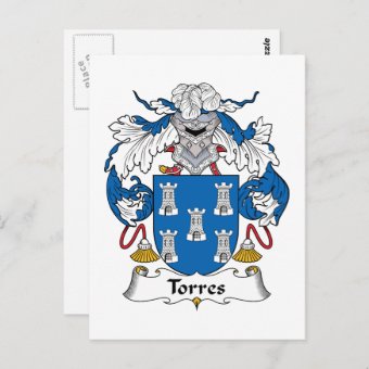 Torres Family Crest Postcard | Zazzle