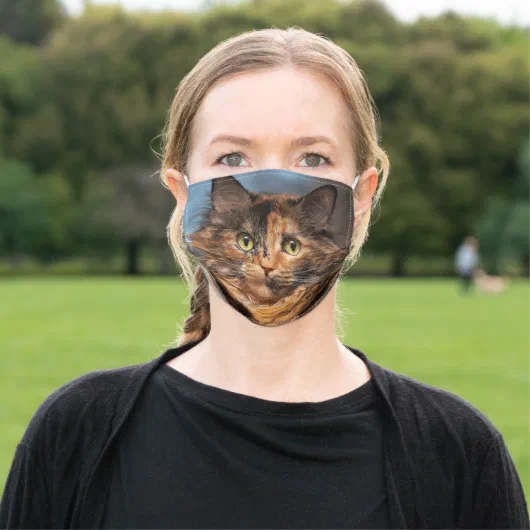 Torti Cat Face Photo Face Mask | Zazzle