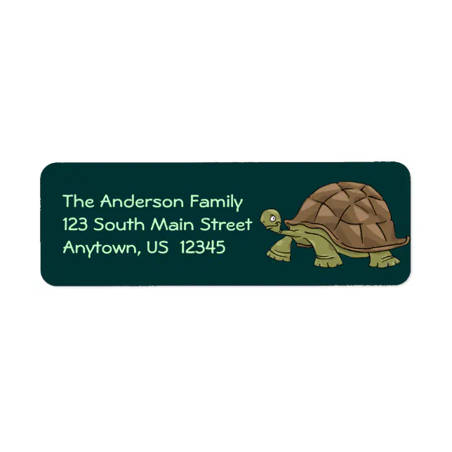 Tortoise Cartoon Label | Zazzle