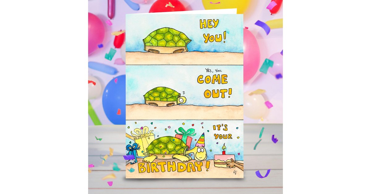 Tortoise Happy Birthday greeting card | Zazzle