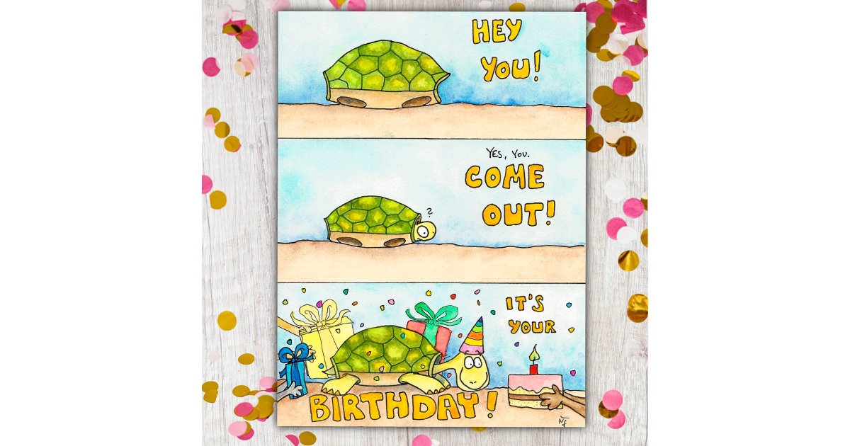 Tortoise Happy Birthday postcard by Nicole Janes | Zazzle