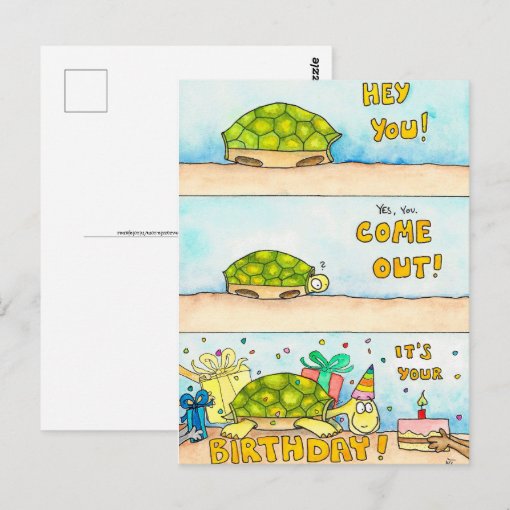 Tortoise Happy Birthday postcard by Nicole Janes | Zazzle