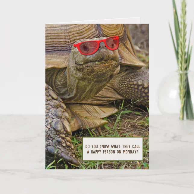 tortoise with sunglasses for retirement card | Zazzle