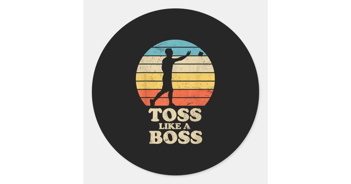 Toss Like A Boss Retro Style Cornhole Classic Round Sticker | Zazzle