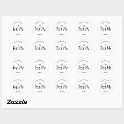 Toss Me wedding label sticker | Zazzle