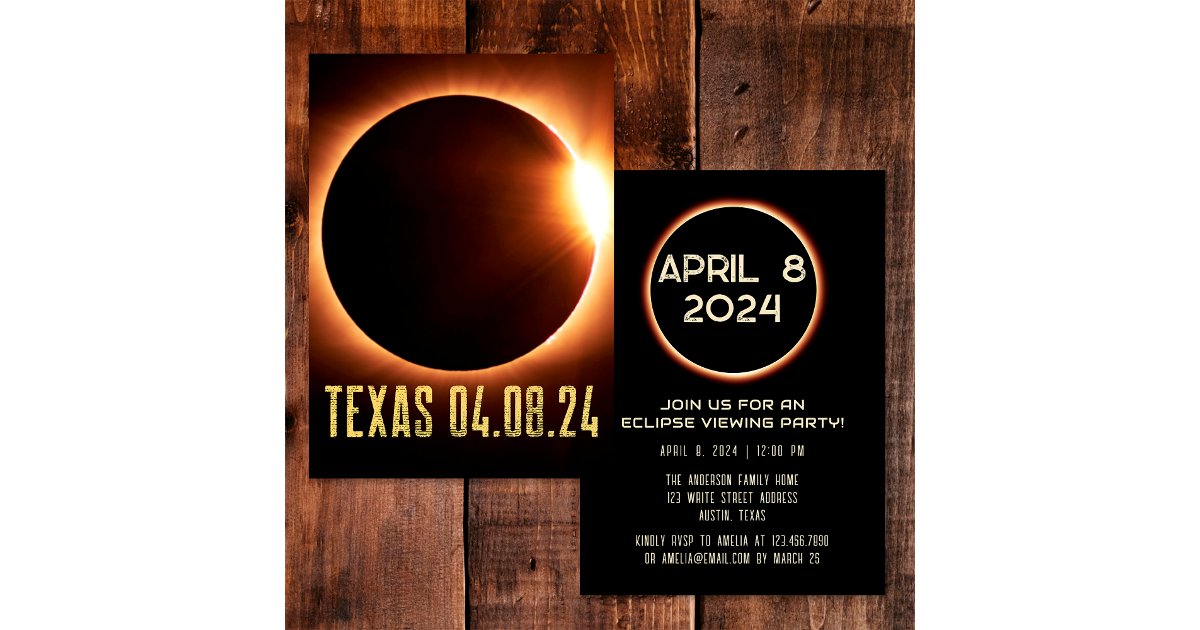 Total Eclipse Texas 2024 Personalized Invitation | Zazzle