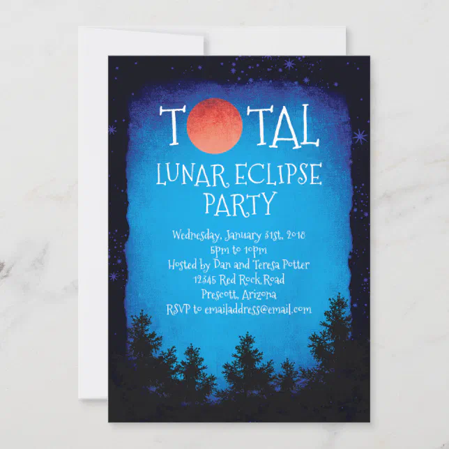 Total Lunar Eclipse Red Moon Party Invitation | Zazzle
