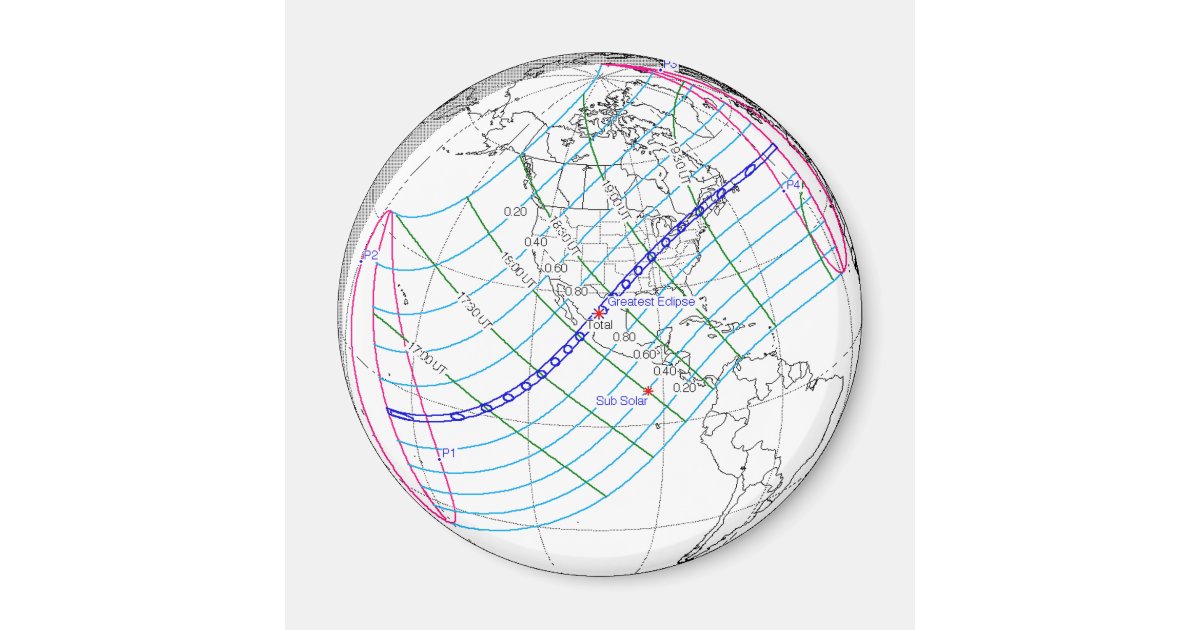 Total Solar Eclipse 2024 Global Path Magnet | Zazzle