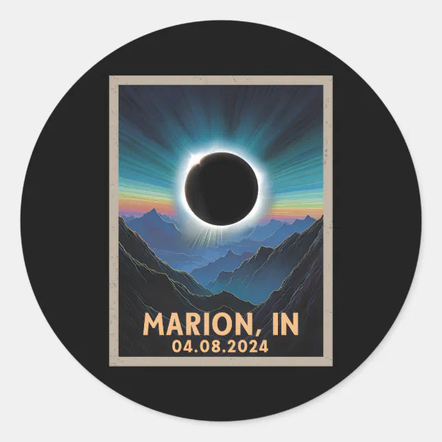 Total Solar Eclipse 2024 Marion Indiana Classic Round Sticker | Zazzle