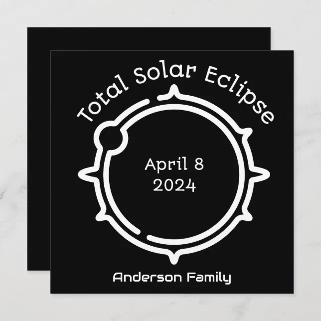 Total Solar Eclipse 2024 Modern Minimal Black Invitation | Zazzle
