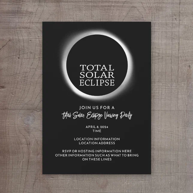 Total Solar Eclipse - 2024 or custom date Invitation | Zazzle
