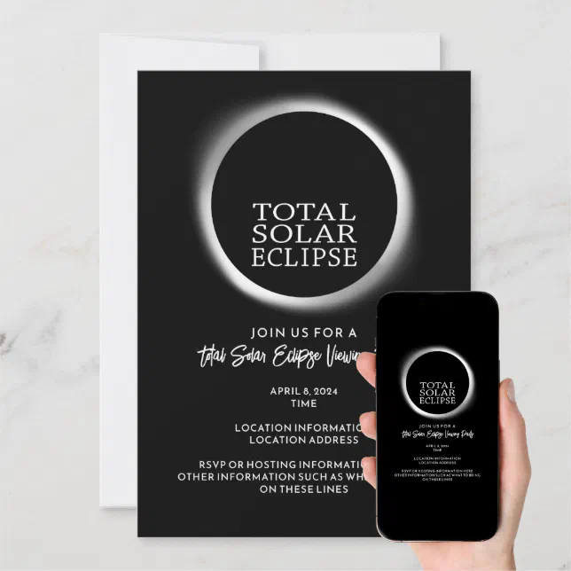 Total Solar Eclipse - 2024 or custom date Invitation | Zazzle