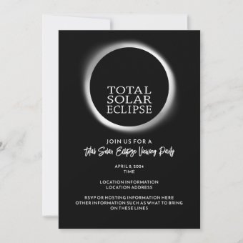 Total Solar Eclipse - 2024 or custom date Invitation | Zazzle