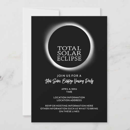Total Solar Eclipse - 2024 or custom date Invitation | Zazzle