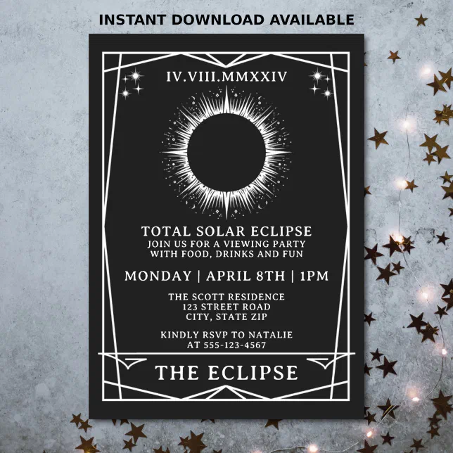 Total Solar Eclipse 2024 Tarot Viewing Party Invitation | Zazzle