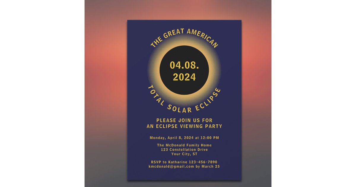 Total Solar Eclipse 2024 Viewing Party Invitation | Zazzle