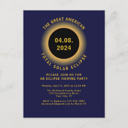 Total Solar Eclipse 2024 Viewing Party Invitation Postcard | Zazzle
