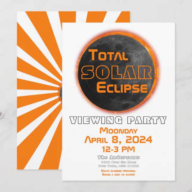 Total Solar Eclipse 2024 Viewing Party Moon Sun Invitation | Zazzle