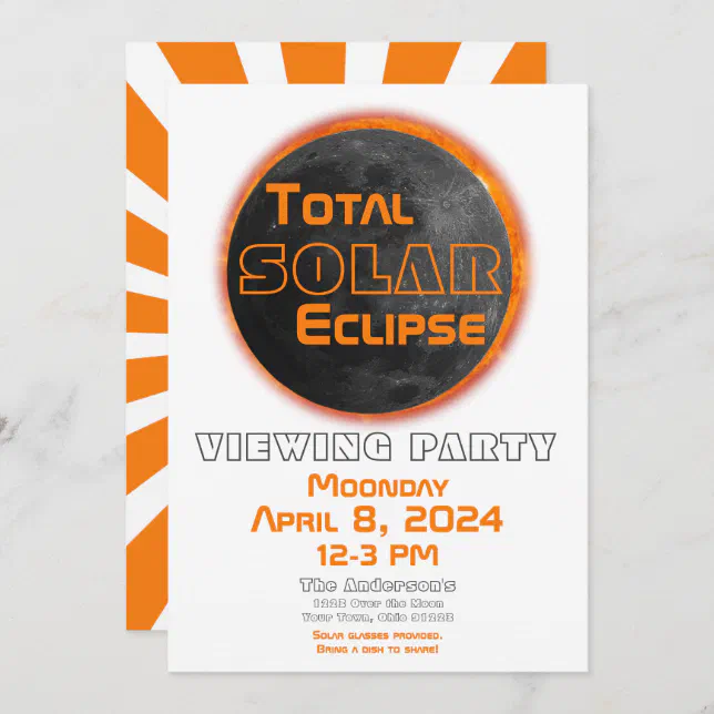 Total Solar Eclipse 2024 Viewing Party Moon Sun Invitation | Zazzle