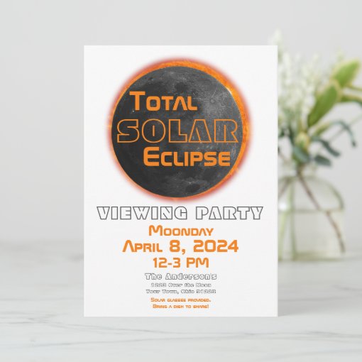 Total Solar Eclipse 2024 Viewing Party Moon Sun Invitation | Zazzle