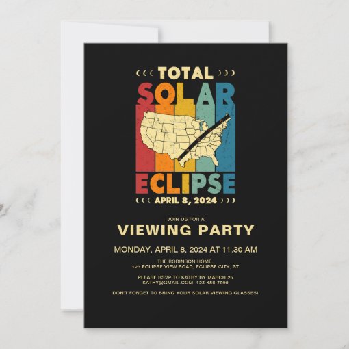 Total Solar Eclipse 2024 Vintage USA Viewing Party Invitation | Zazzle