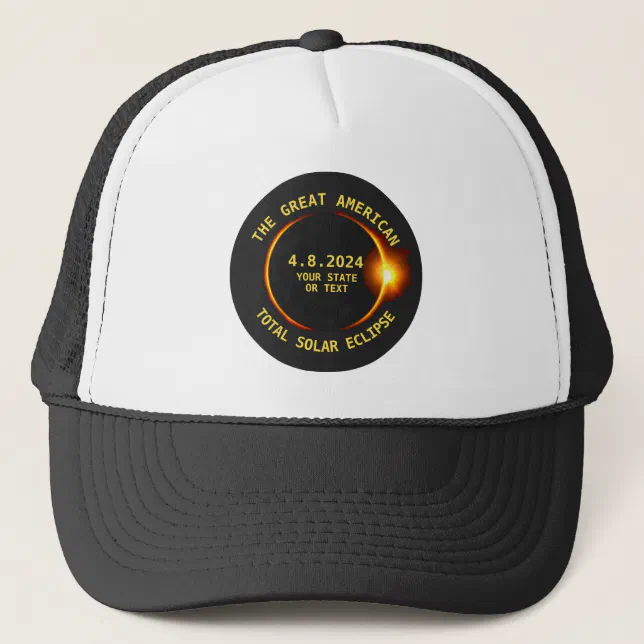 Total Solar Eclipse 4.8.2024 USA Custom Text Truck Trucker Hat | Zazzle