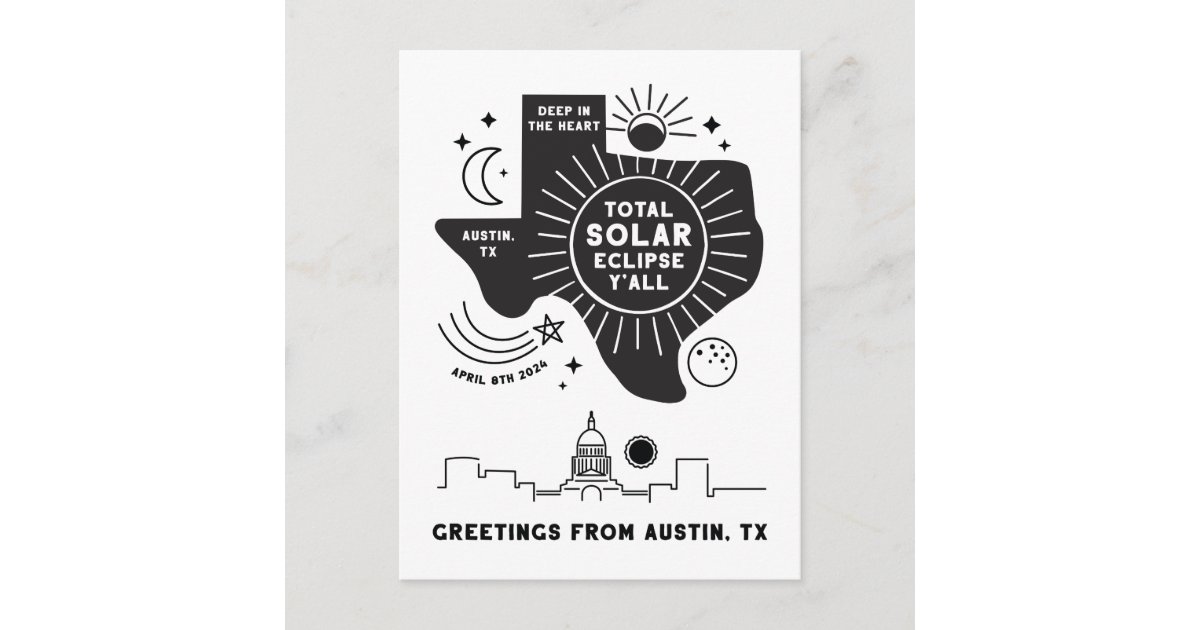 Total Solar Eclipse Austin Texas Postcard | Zazzle