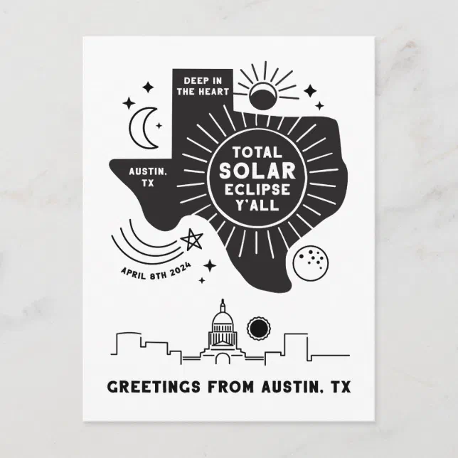 Total Solar Eclipse Austin Texas Postcard | Zazzle