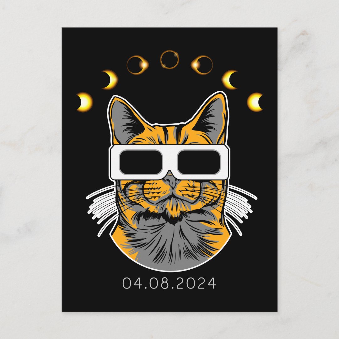Total Solar Eclipse Cat Solar viewer 8 April 2024 Postcard | Zazzle