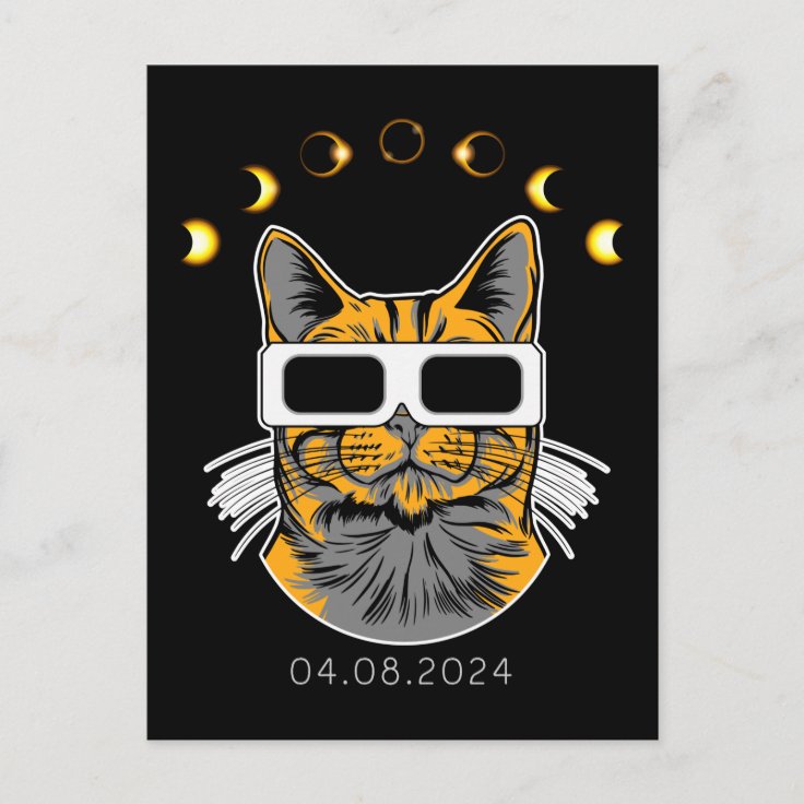 Total Solar Eclipse Cat Solar viewer 8 April 2024 Postcard | Zazzle