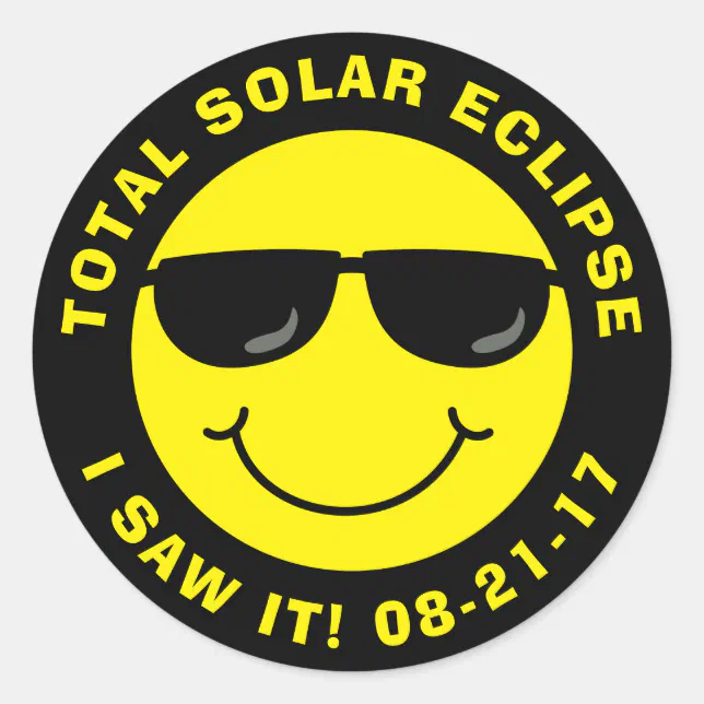 Total Solar Eclipse Cool Face Classic Round Sticker | Zazzle