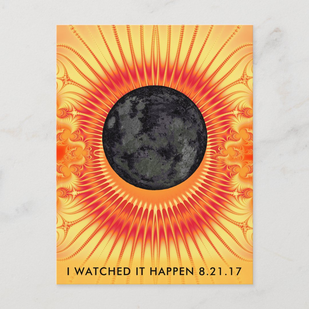 Total Solar Eclipse Fractal Art Postcard | Zazzle